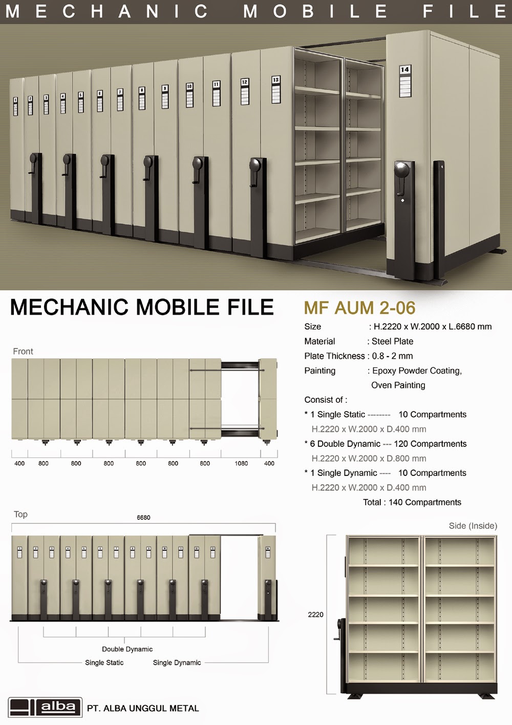 Mobile File System Mekanik VIP MFA-12BS225(60 Comp)
