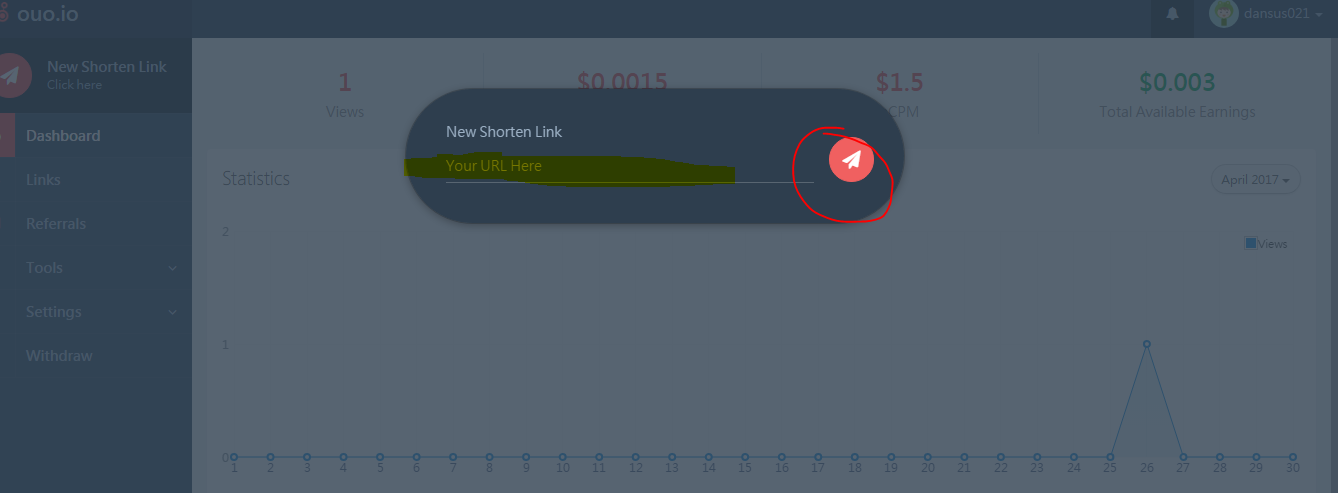 Cara menggunakan Ouo.io untuk Short URL