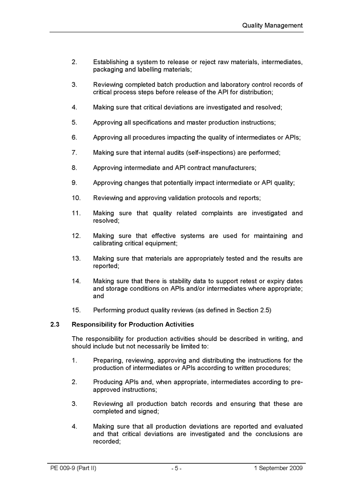 PIC/S GMP (Part II Basic Requirements)