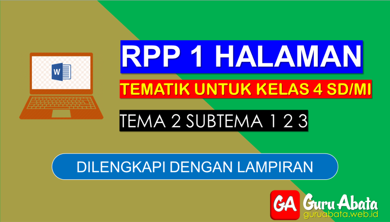 Contoh RPP 1 Halaman Kelas 4 Tema 2 Lengkap Dengan Lampiran - Guru Abata
