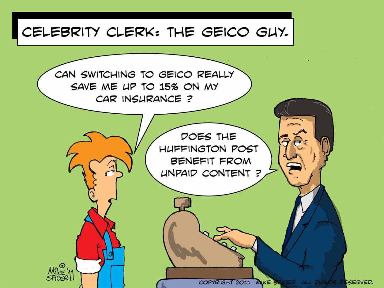 Mike Spicer Cartoonist / Caricaturist.: Celebrity Clerk: The Geico Guy.