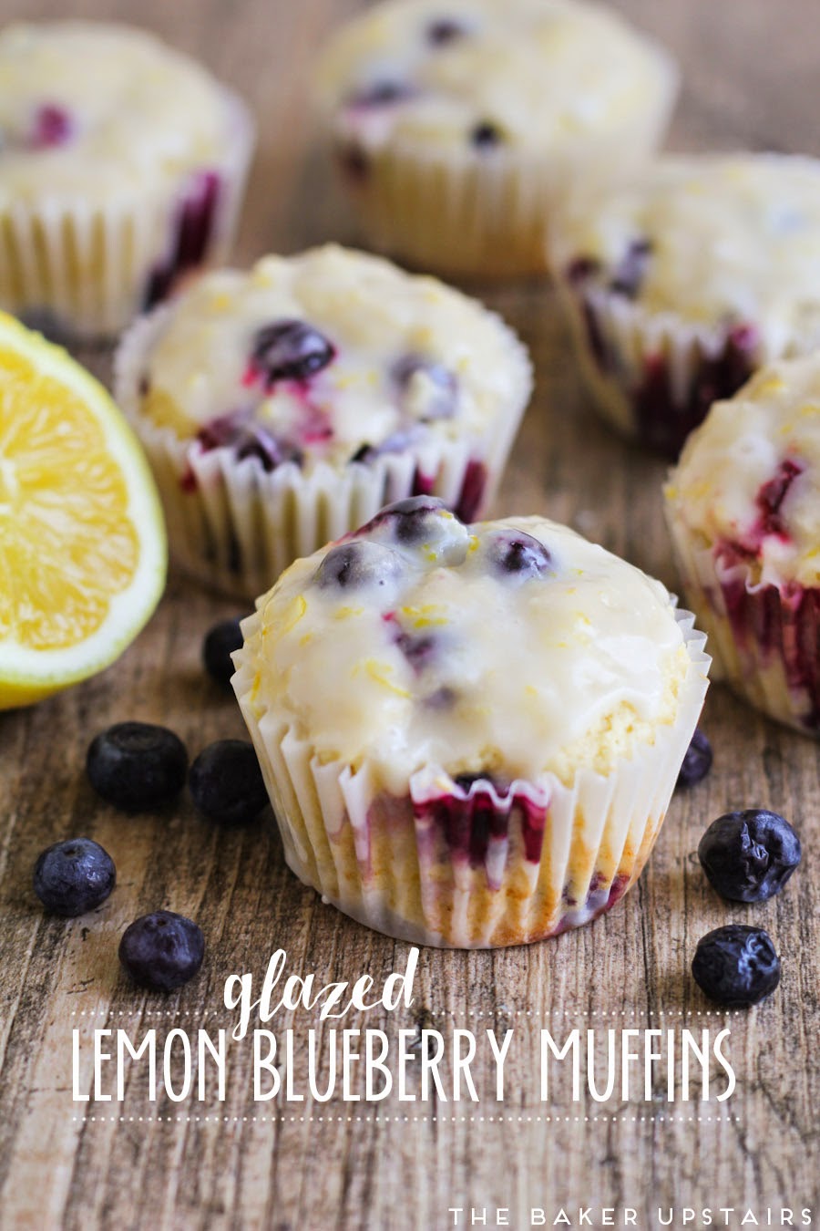 Glazed Lemon Blueberry Muffins - The Baker Upstairs