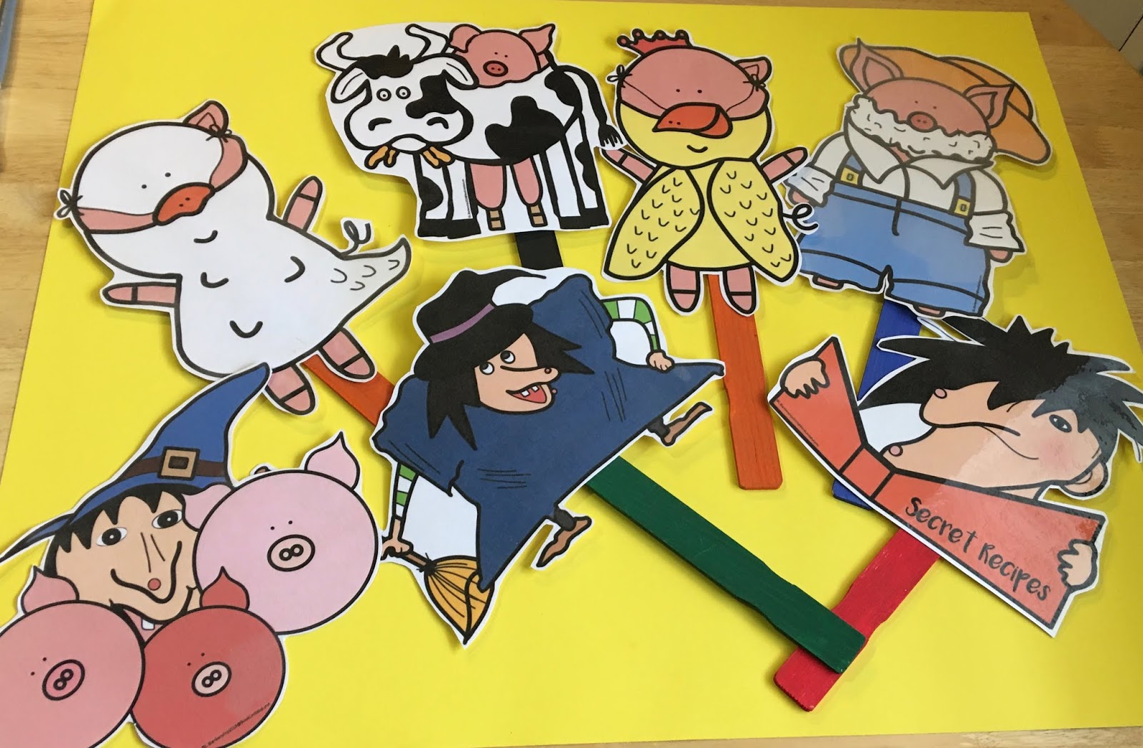 PIGGIE PIE TEACHER SIZE PUPPET STICKS ~ Book Units by Lynn