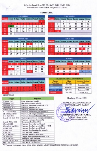 Kalender Pendidikan 2021/2022 Jawa Barat - DEDE TAUFIK