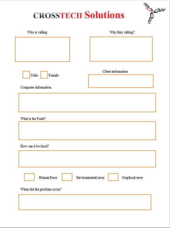 Level 3 ICT : Fault log sheet