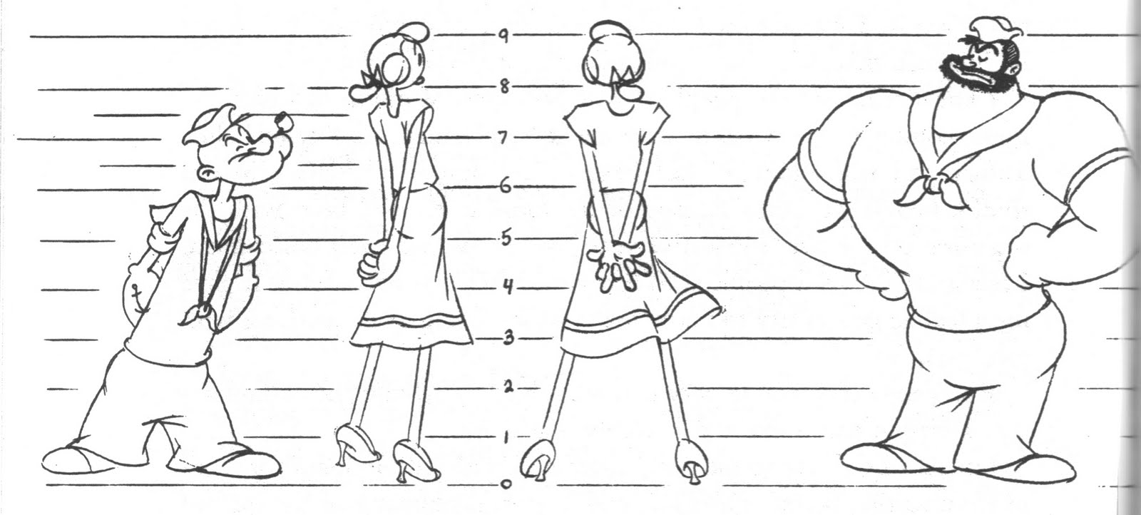 Cartoons, Model Sheets, & Stuff: Famous Era Popeye Model Sheets