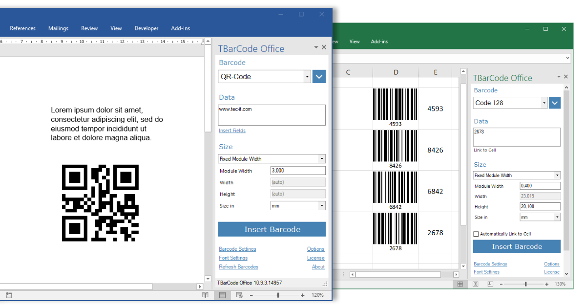 Update: Barcode Add-In with Font Selection for Office x64