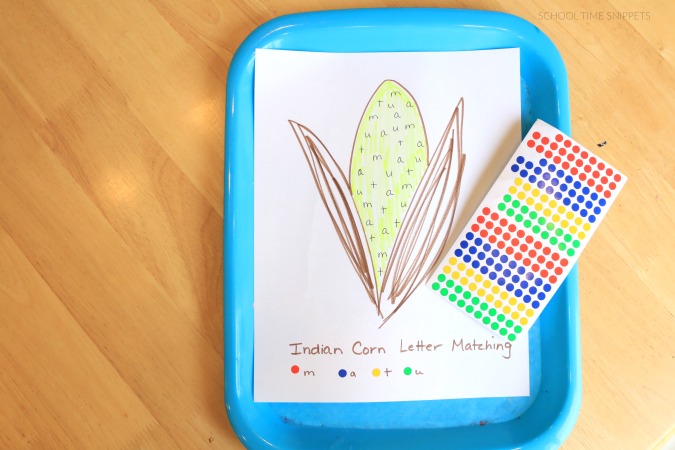 Indian Corn Letter Matching Activity for Preschoolers | School Time ...