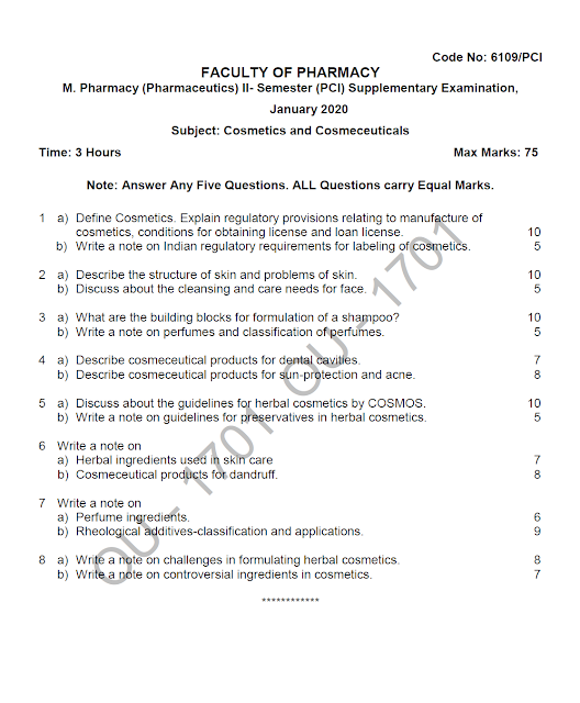 Osmania University M. Pharmacy (pharmaceutics) II-Semester (PCI ...