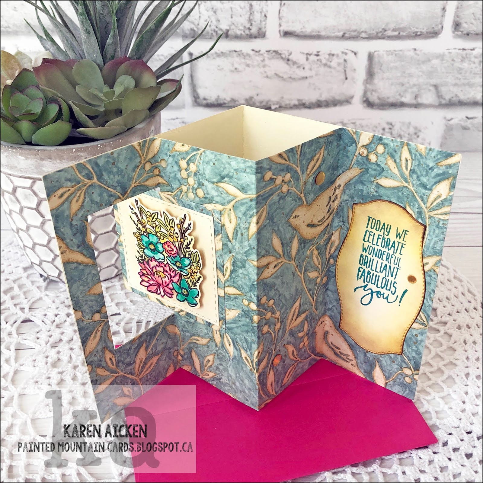 Painted Mountain Cards: Floral Birthday Lever Card