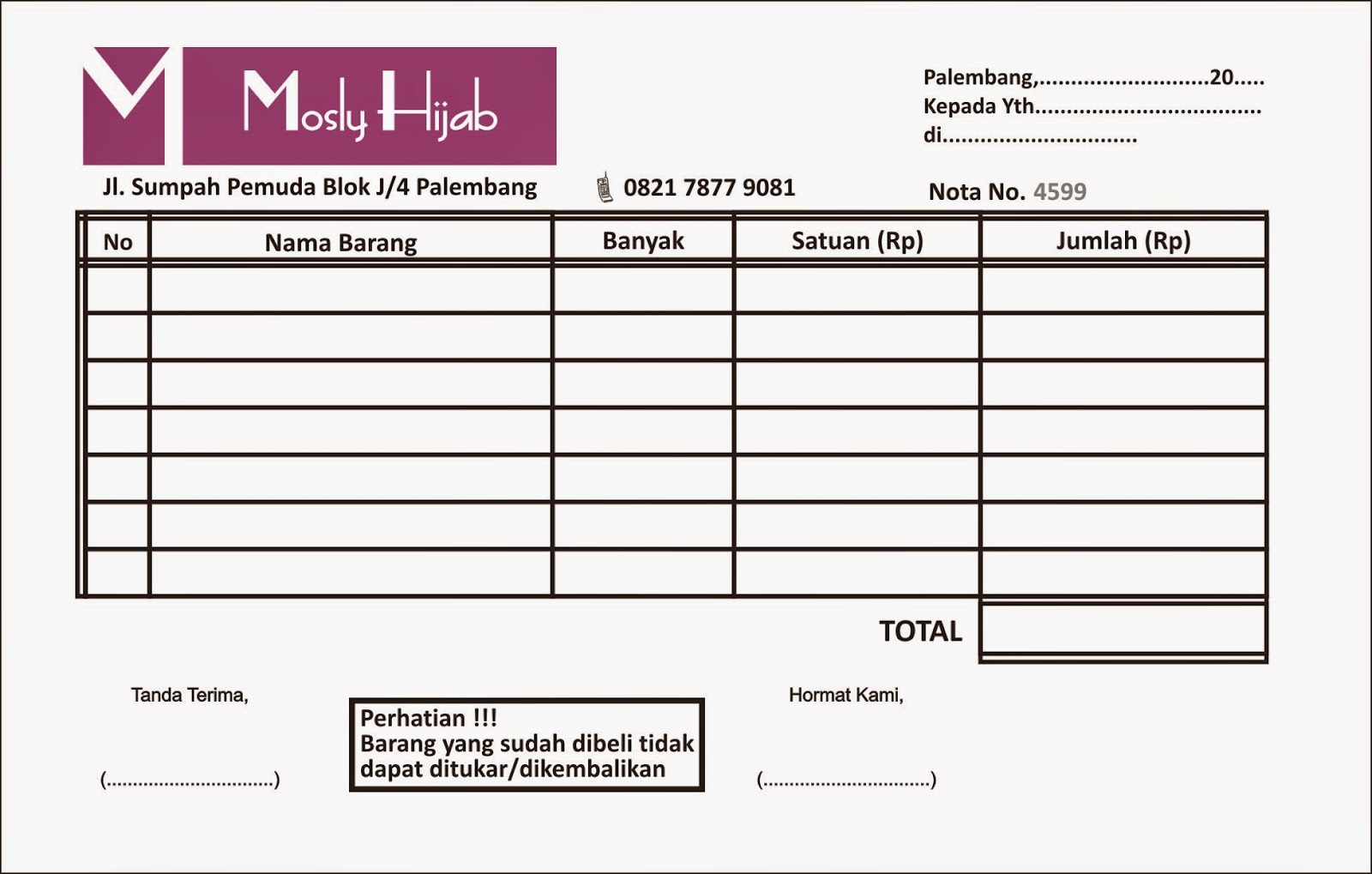 Cetak Nota ~ SanMa Art