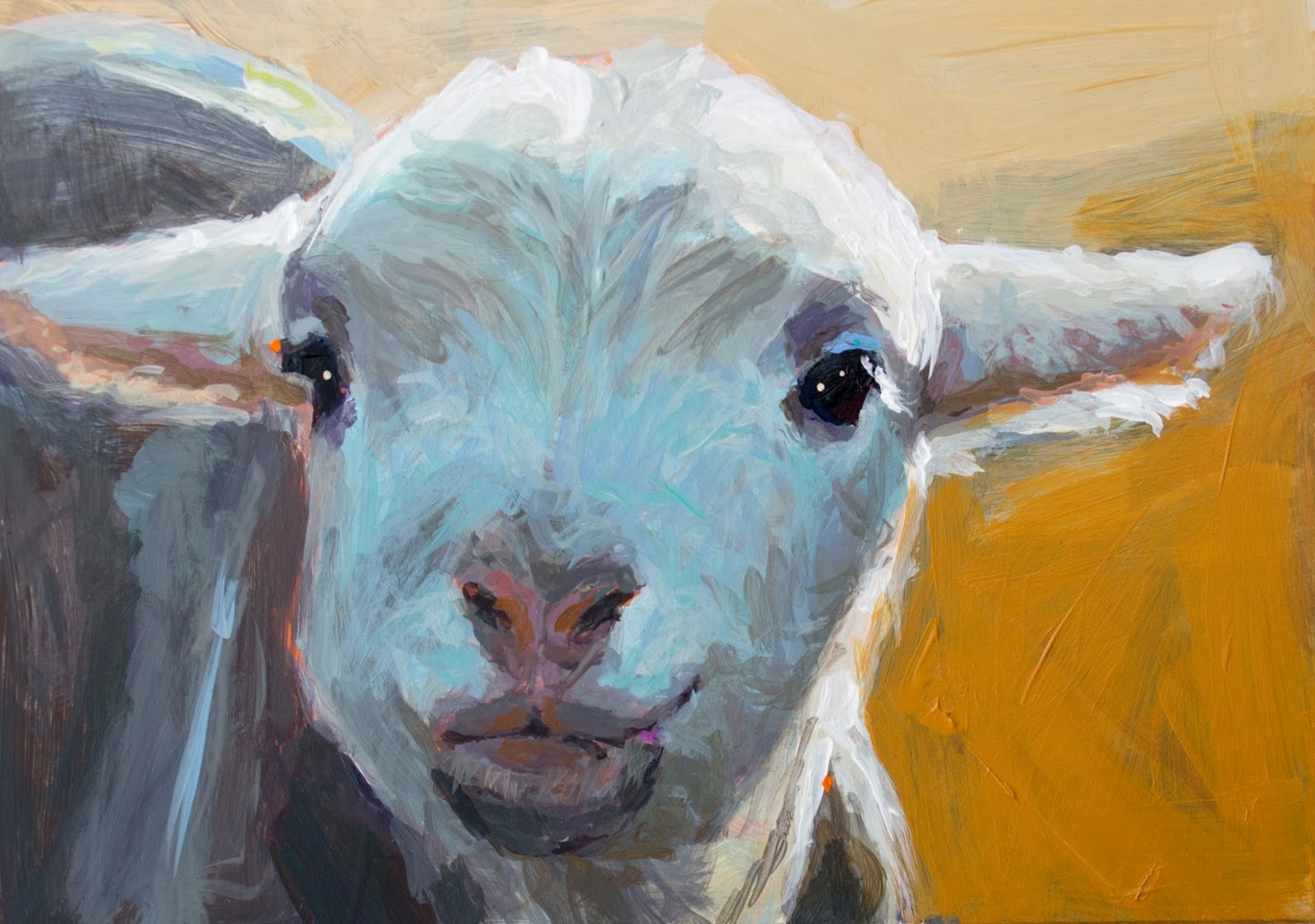 John K. Harrell Fine Art : Innocent 5 x 7 Acrylic Lamb by John K ...