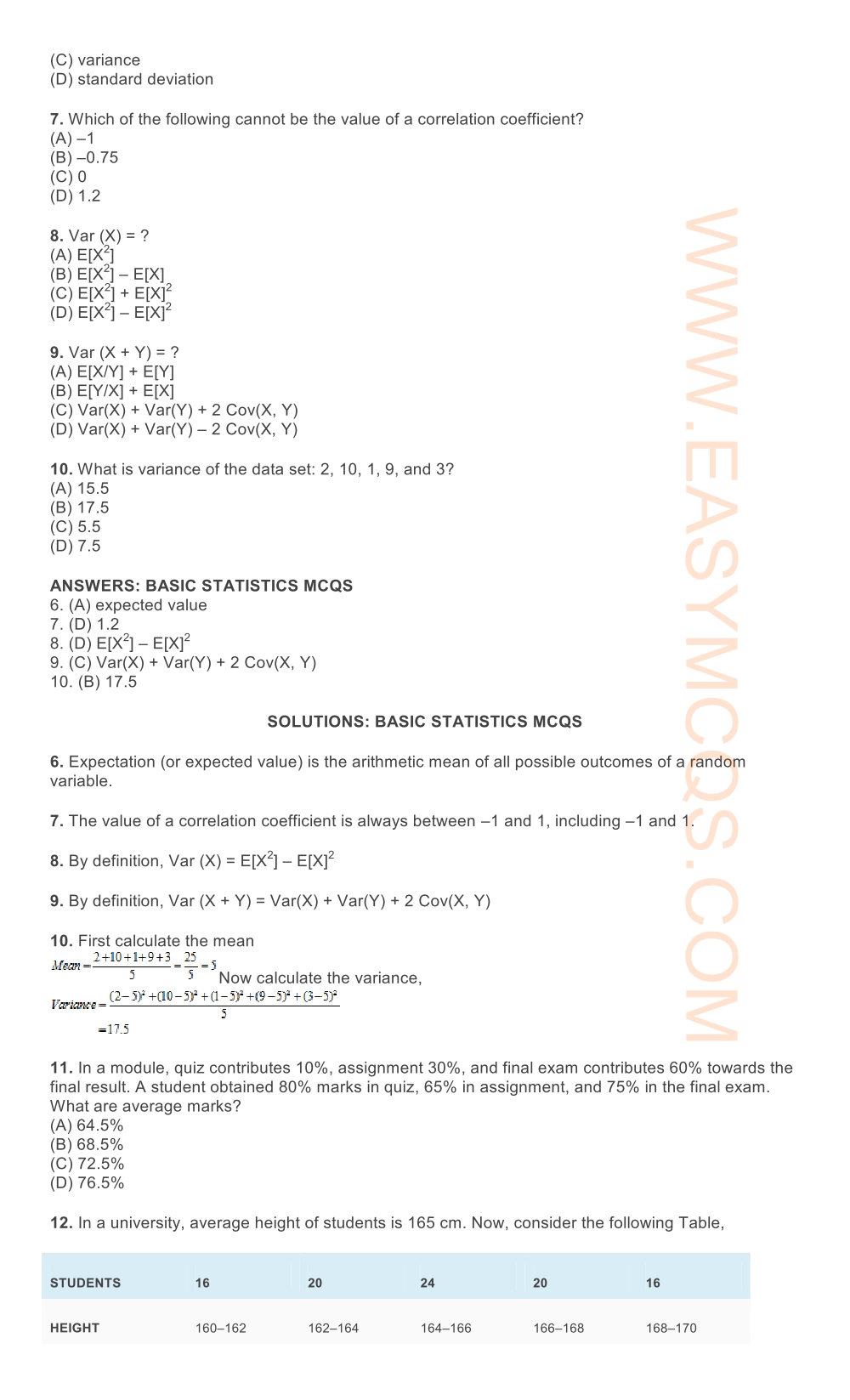 PPSC Statistics Past Papers Most Repeated MCQs With Answers - EASY MCQS ...