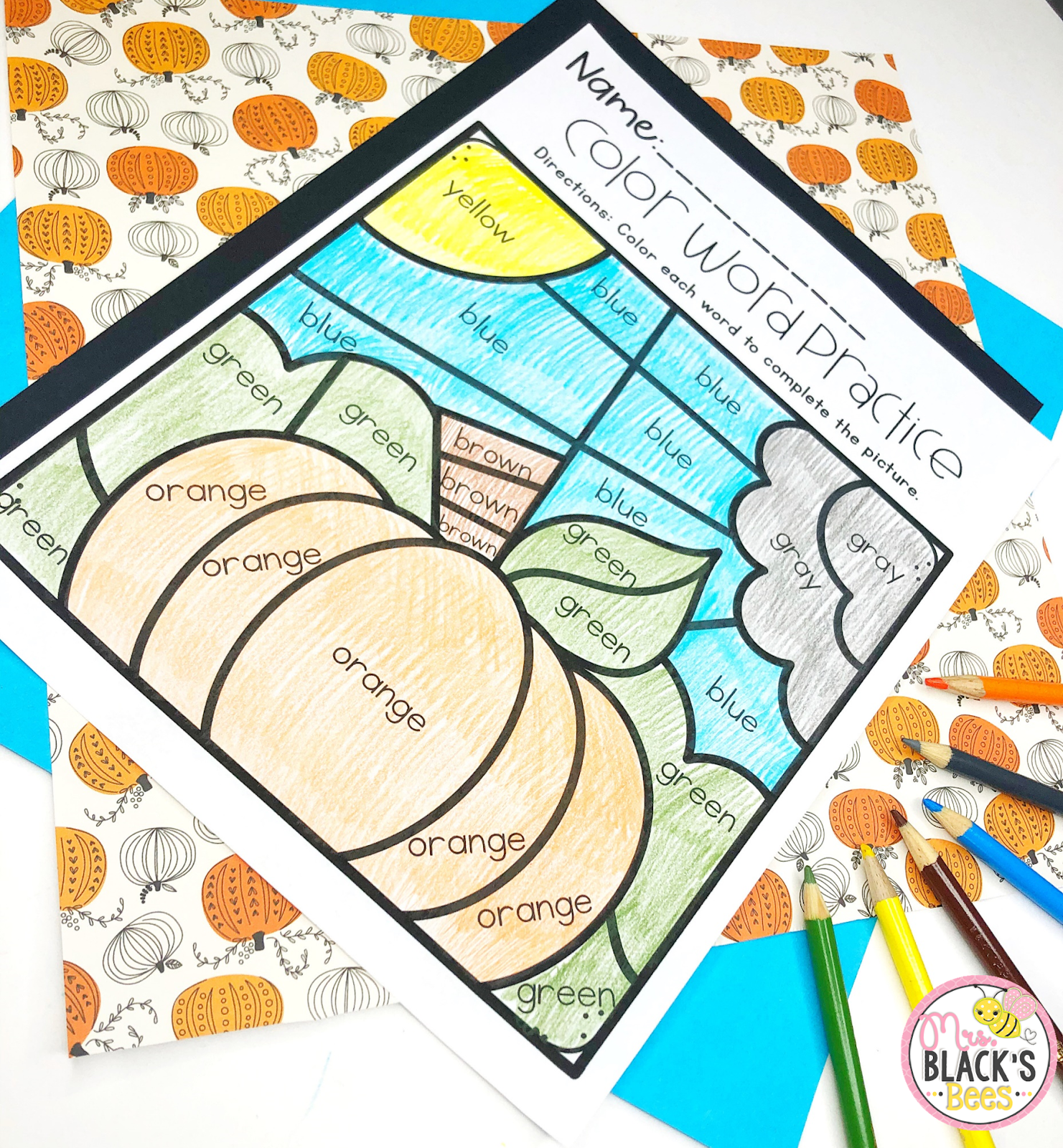 Color Word Printables for Fall | Mrs. Black's Bees