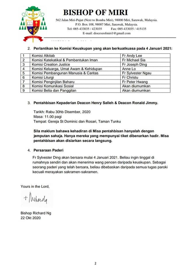 Diocese of Miri: From the Bishop's Desk