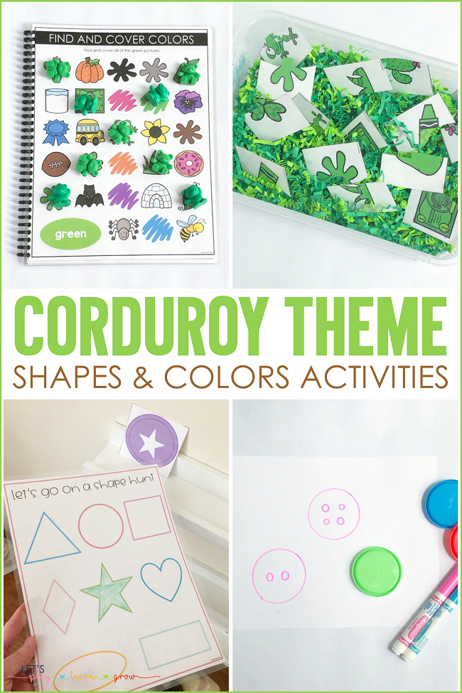 Corduroy Shape and Color Activities for Preschool | Lets Play.Learn.Grow