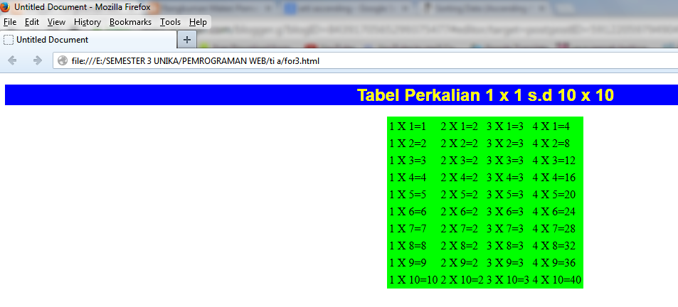 Rangkuman Materi Pemograman Web: Menampilkan Tabel Perkalian dengan ...