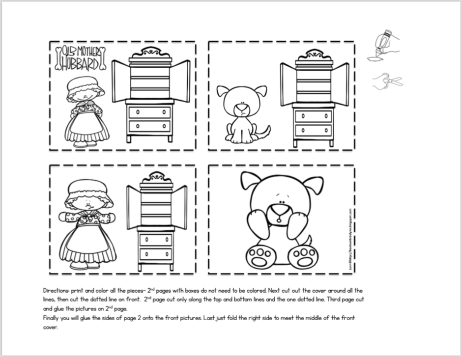 OLD MOTHER HUBBARD NURSERY RHYME LARGE TODDLER SEQUENCE CRAFT ~ Book ...