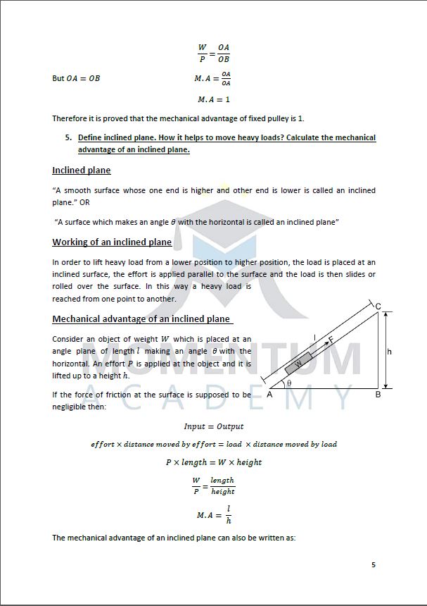 Matric: Physics Chapter No 9: Simple Machines ~ Momentum Academy