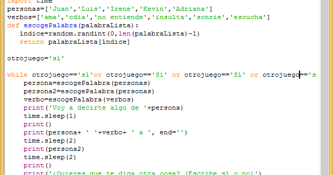 Python 09. Generador de frases (Matrices y funciones) ~ Tecnología e ...