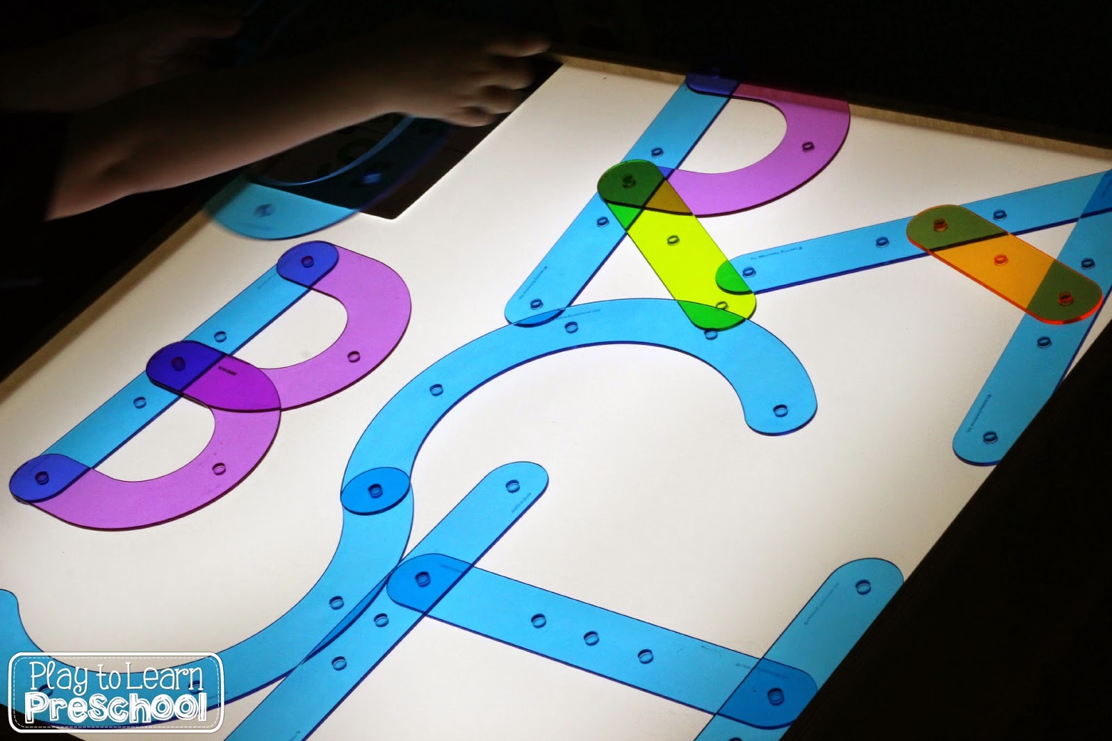 Letter Construction on the Light Table for Preschoolers