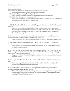 essay examples: The Most Dangerous Game Essay