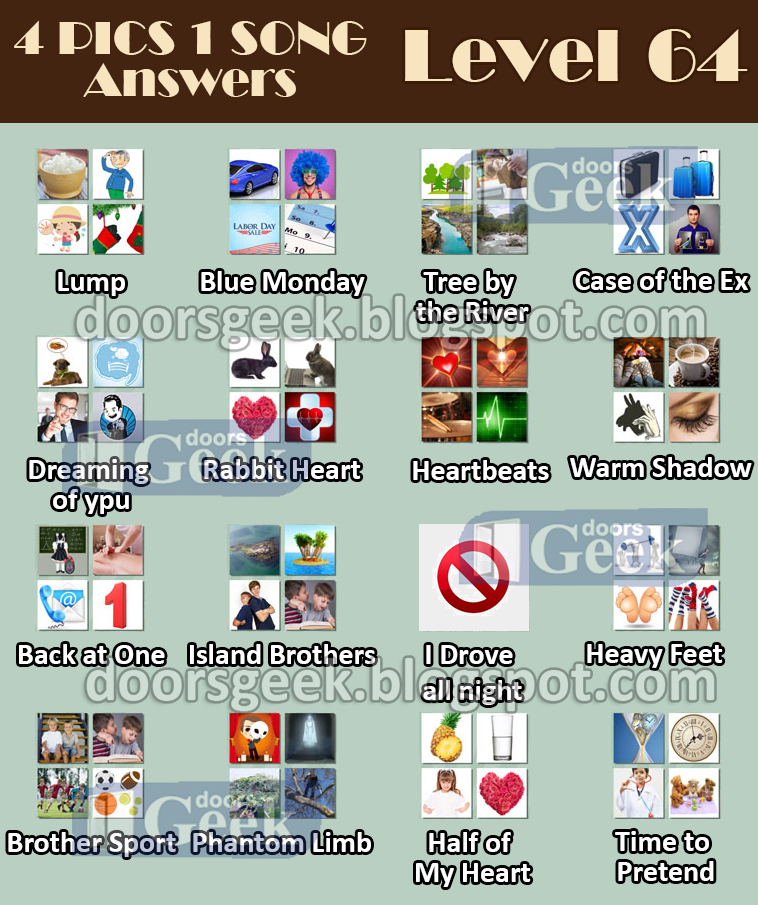 4 Pics 1 Song - Level 64 Answers ~ Doors Geek