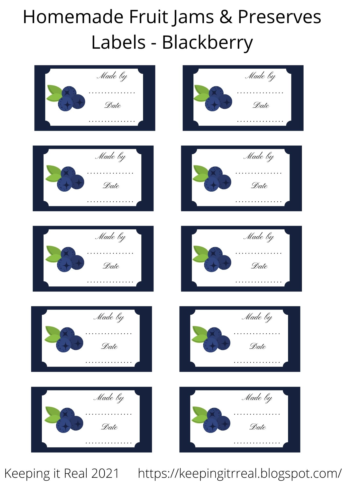 Homemade Fruit Jams & Preserves Labels - free printable |Keeping it Real