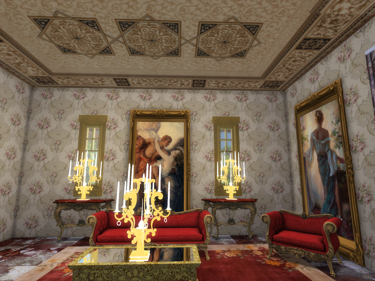 Anna Quinn Stories: Amazing Golden Ornamented Ceilings Set VII For SIMS 4