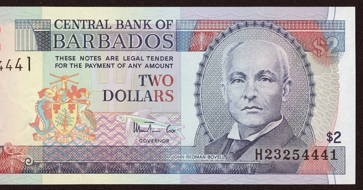 Barbados 2 Dollars 1998 John Redman Bovell|World Banknotes & Coins ...