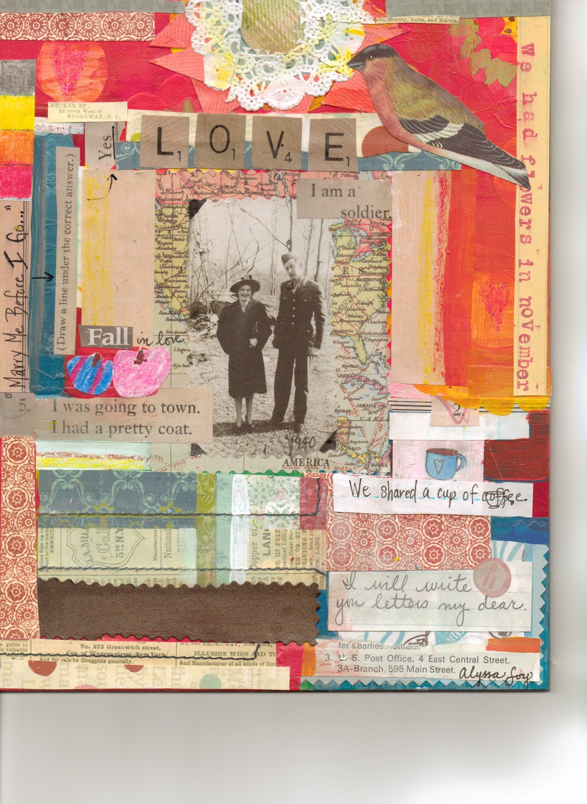 Boston Bee: vintage love collage art