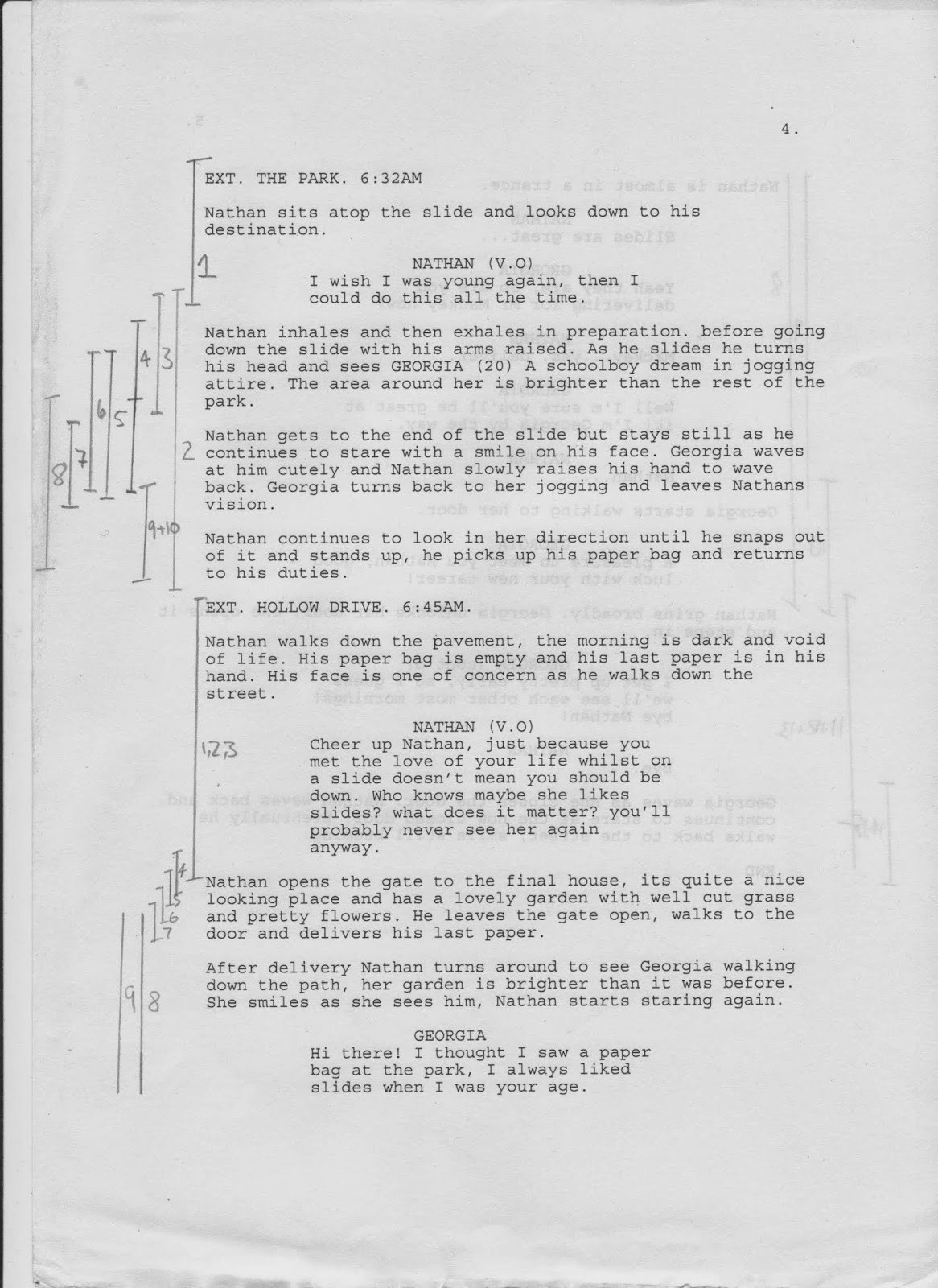 Cinematography Paper Rounds: Marked up Script
