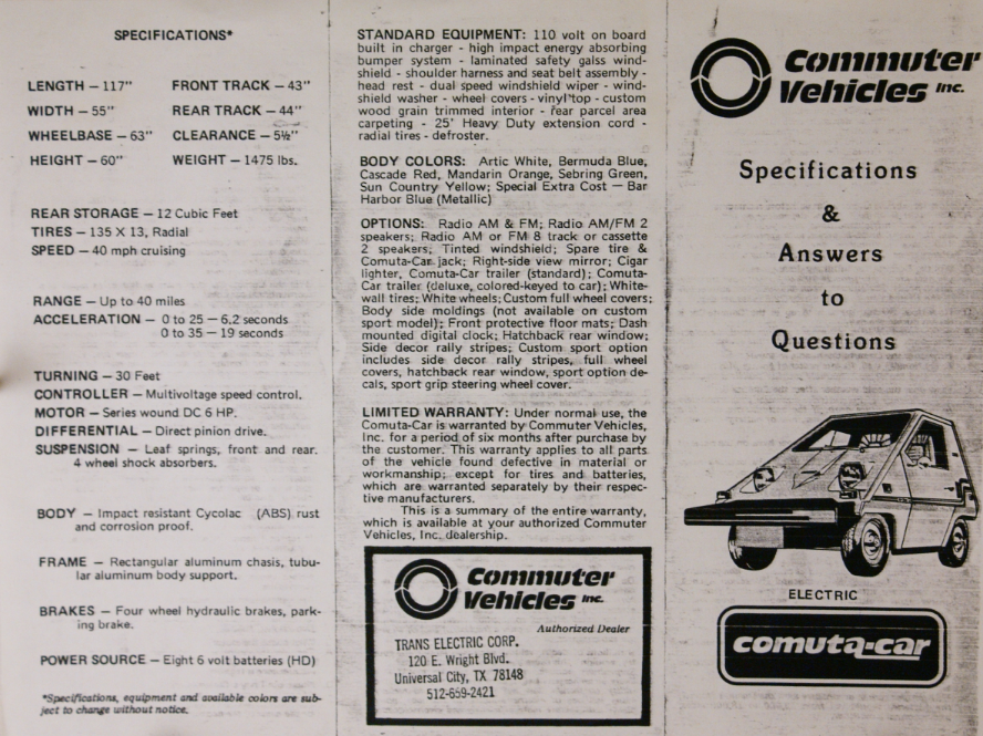 Mesquite Hugger: So close! A Comuta-Car (Citicar) in Arlington, TX!!!
