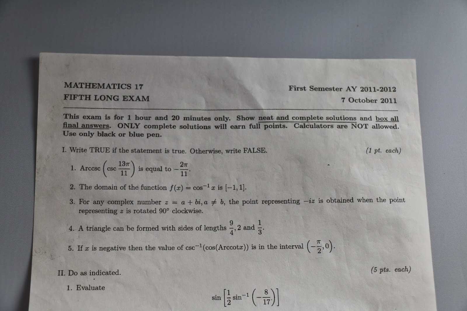 UPD Samplexes, Readings, and Materials: UPD Math 17 (Now Math 20) Fifth ...