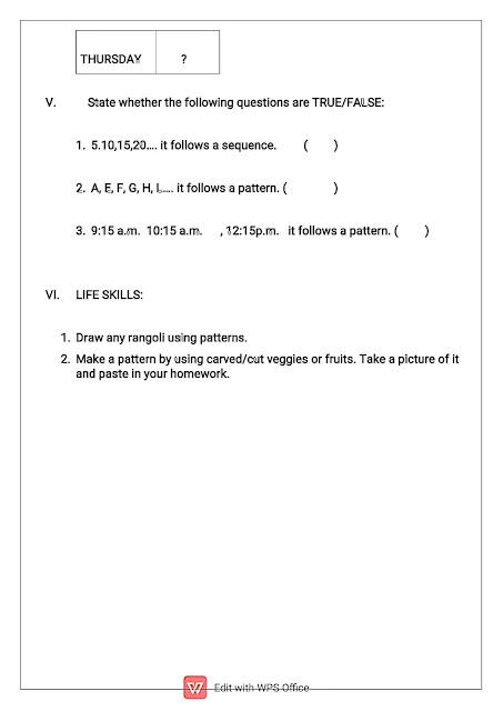 APSG: Class 3....Patterns Worksheet (2).....Maths