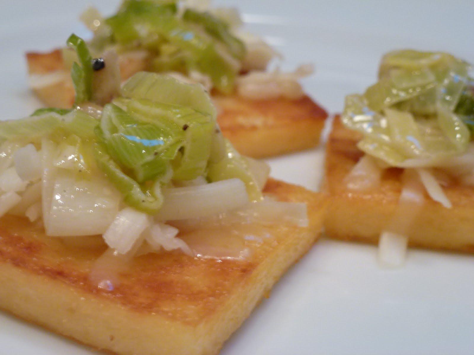 Hardly Housewives: Crispy Polenta Squares with Mushroom Ragu and Leek Jam
