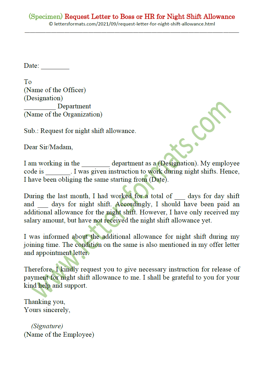 Sample Request Letter To Boss Or HR For Night Shift Allowance sample-request-letter-to-boss-or-hr-for-night-shift-allowance