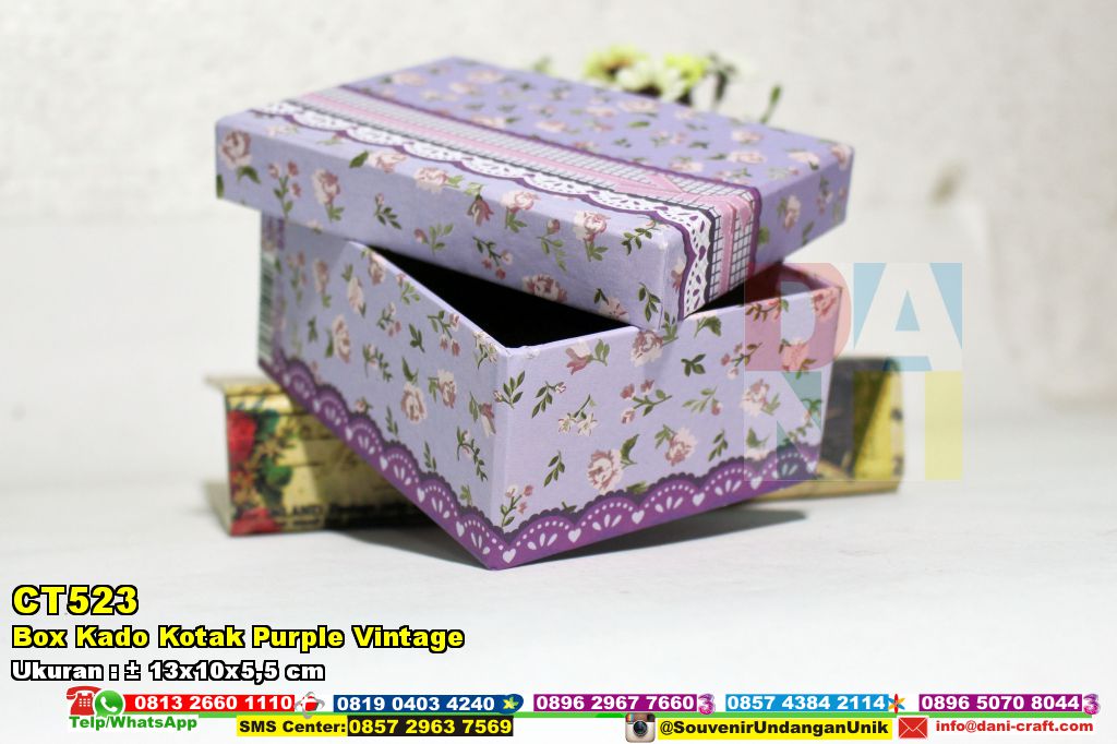 Box Kado Kotak Purple Vintage | Souvenir Pernikahan