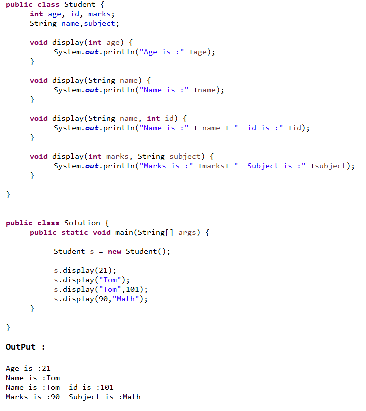 Method Overloading In Java - Bitmore Technologies Instructions