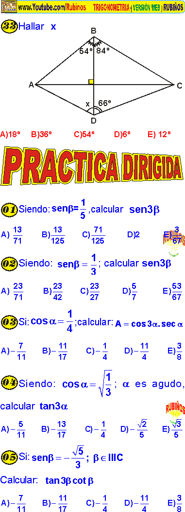IDENTIDADES TRIGONOMETRICAS DEL ANGULO TRIPLE PROBLEMAS RESUELTOS