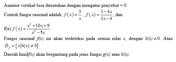 Fungsi Rasional, Karakteristik dan Gambar Grafik