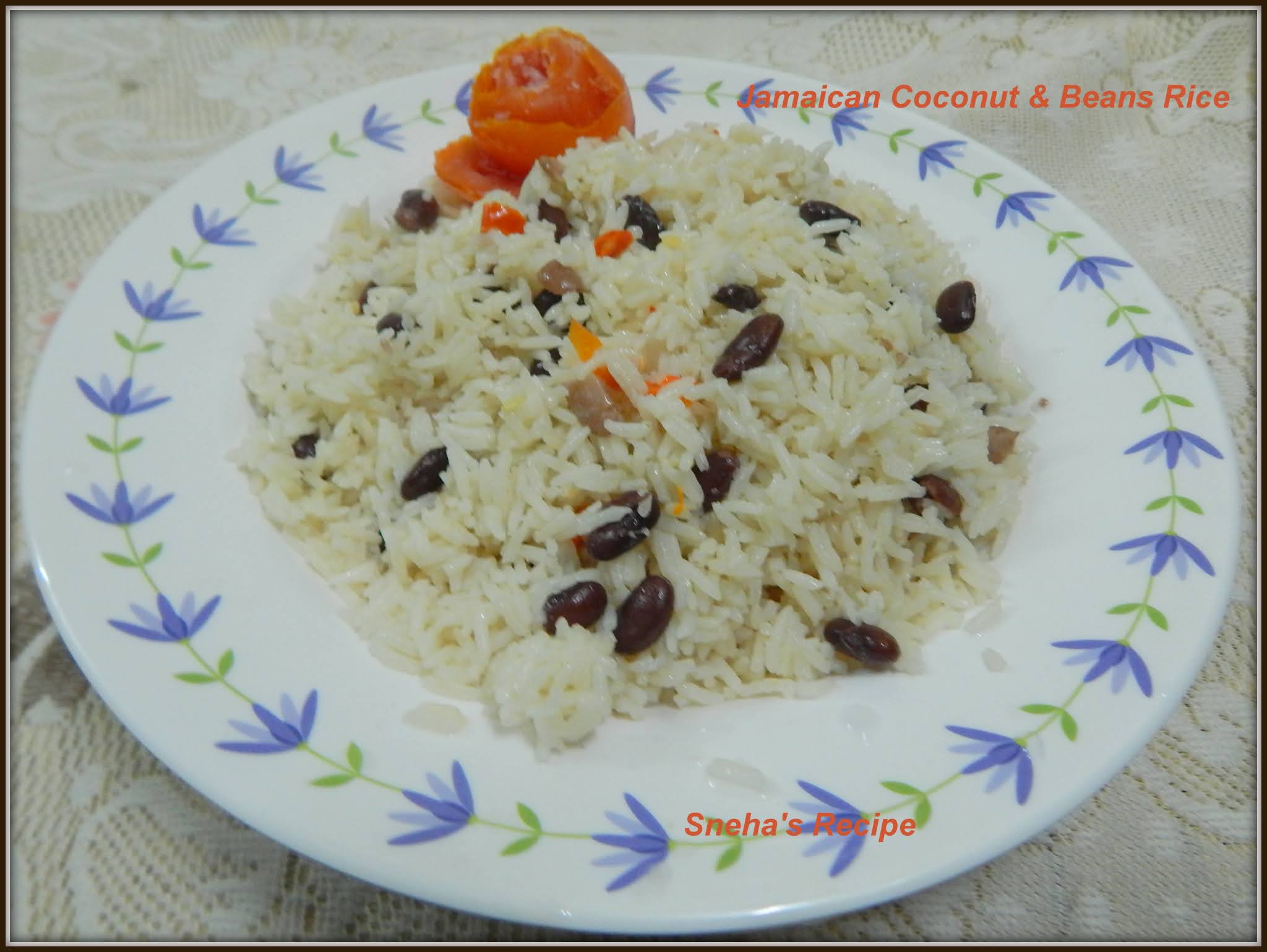 Jamaican Coconut & Beans Rice #MultiCookerMonday - Sneha's Recipe