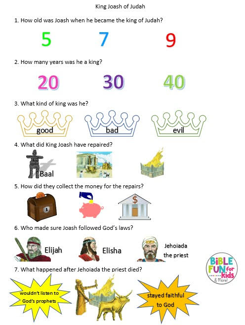 8. Kings: 7. Athaliah 8. Joash | Bible Fun For Kids