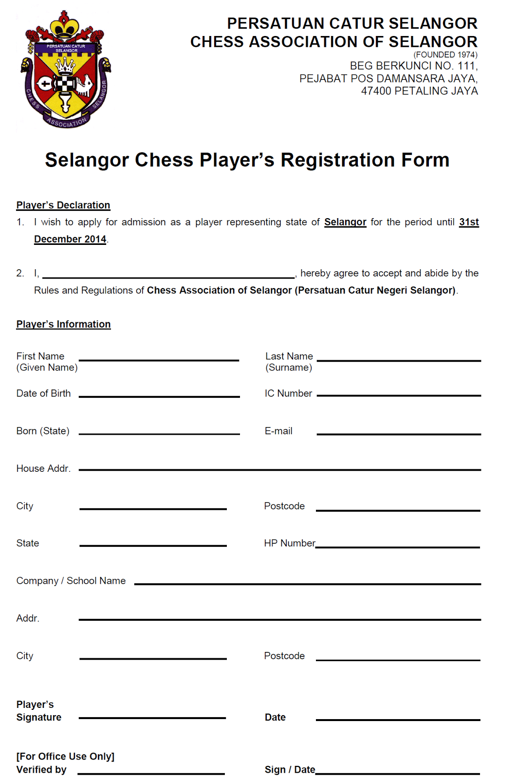 Chess Association of Selangor: NAG 2014: Event Registration Procedure ...
