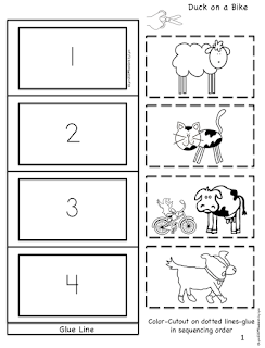 DUCK ON A BIKE BOOK SEQUENCING CRAFT ~ Book Units by Lynn