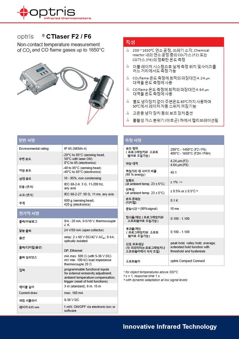 [ondo24.com] CO2가스의 정확한 온도 측정이 가능한 optris® CT Laser F2