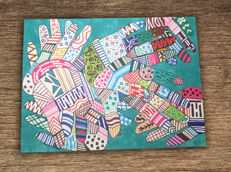 Zentangle Hands Art Project - Messy Little Monster