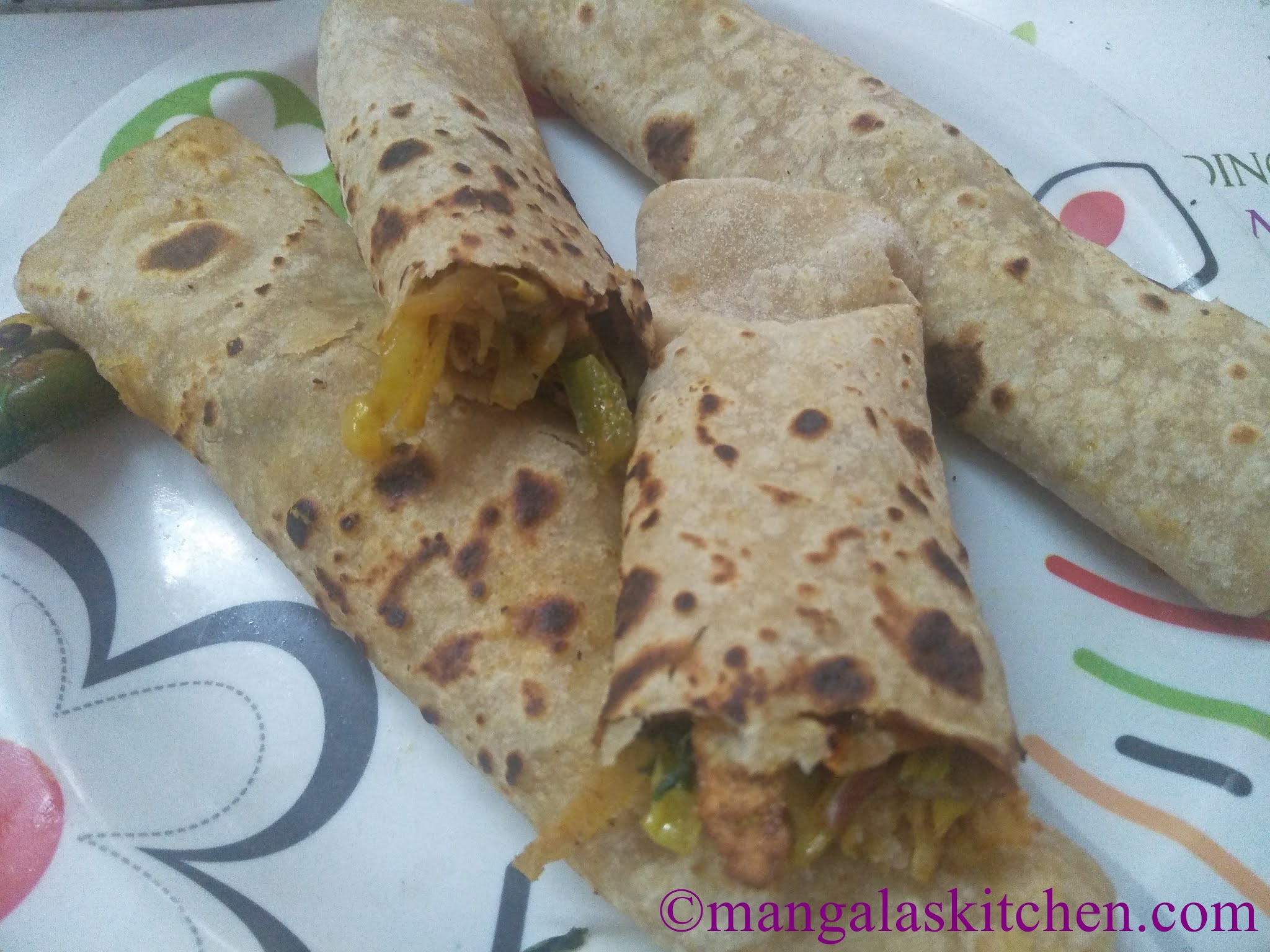 Vegetable Roll | Katti Roll | Chapathi Veg Roll ~ Mangala's Kitchen