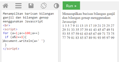 Menampilkan barisan bilangan ganjil dan bilangan genap menggunakan ...
