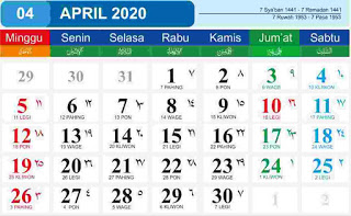 Kalender Jawa Bulan APRIL 2020 LENGKAP - Tanggal, Pasaran Wuku, Tahun ...